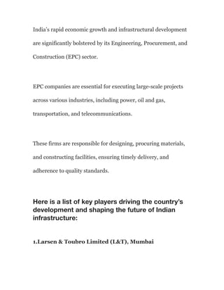 Top EPC companies in India - Best EPC Contractor | PDF