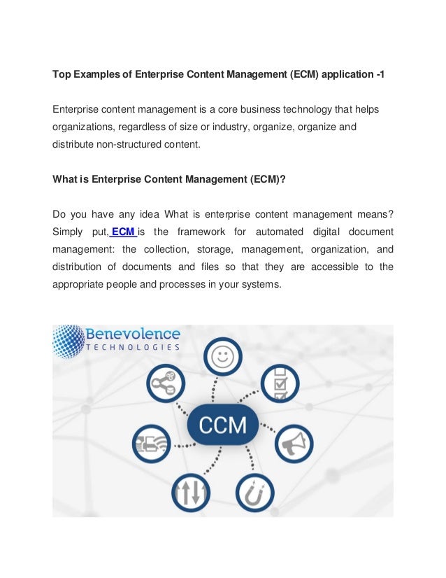 Top examples of enterprise content management (ecm) application 1 | PDF