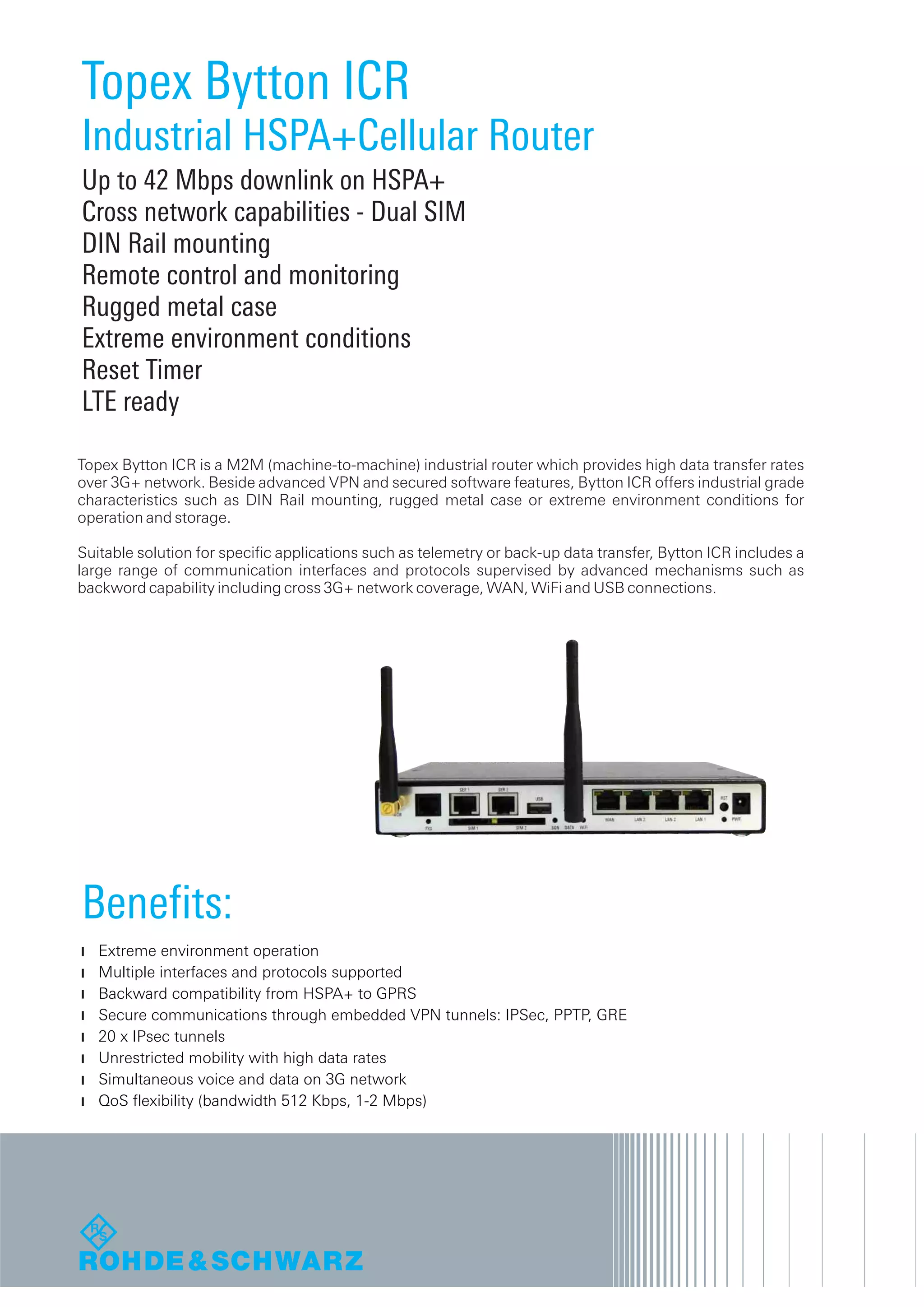 New 3G Industrial Cellular Router from R&S Topex | PDF