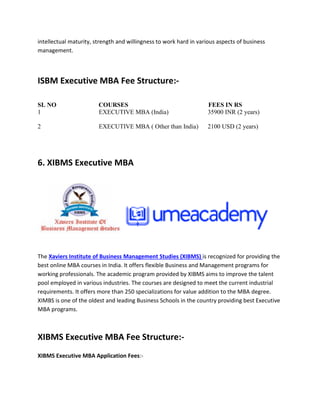 Top executive mba colleges in india 2021 | PDF