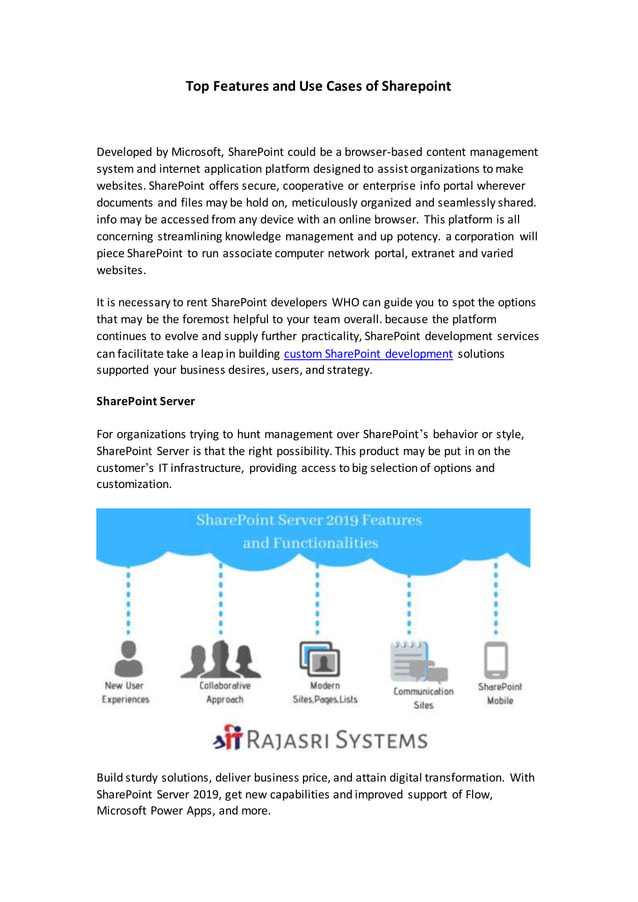 Top features and use cases of sharepoint | PDF