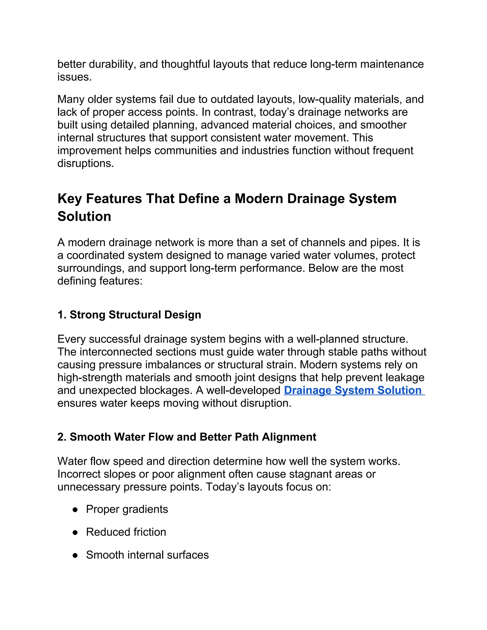 Top Features of a Modern Drainage System Solution | DOCX