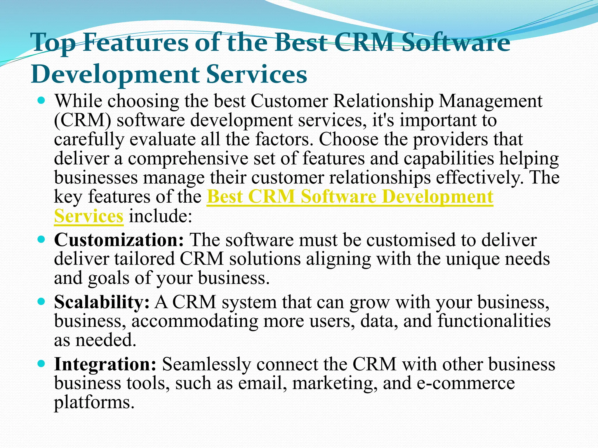 Top Features of the Best CRM Software Development Services | PPT