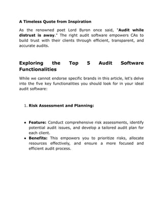 Top Five Audit Software Options for Indian CAs | PDF