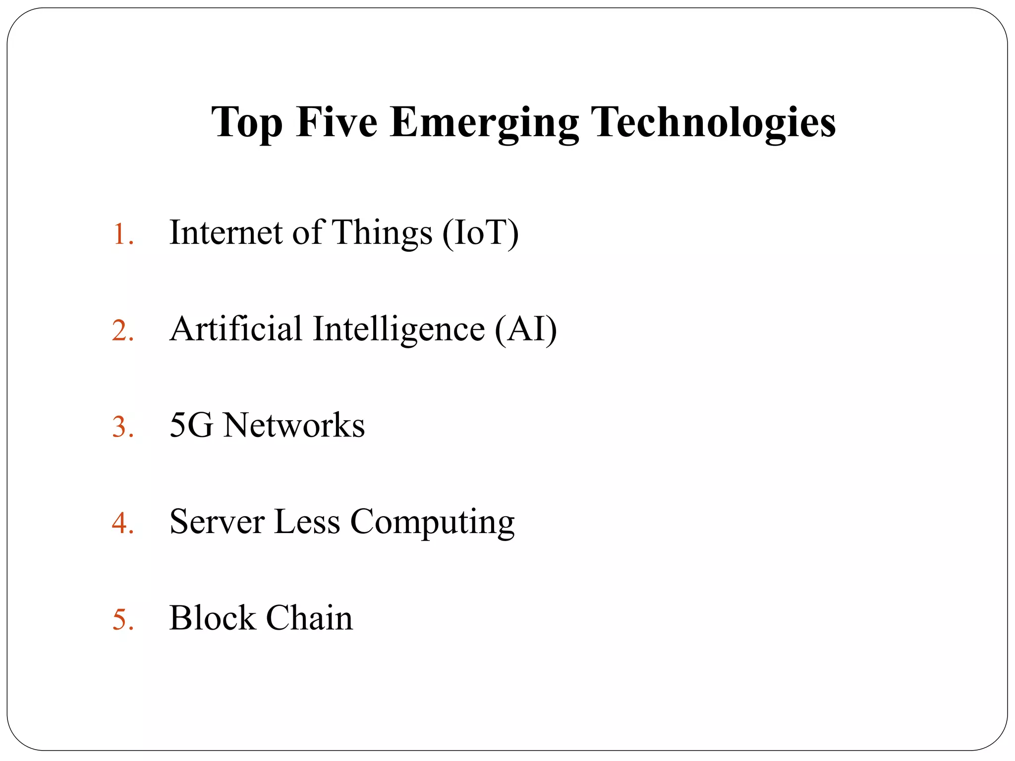 Top five emerging technology in industry | PPT