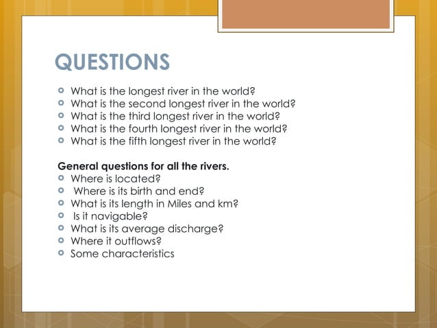 Top five longest rivers | PPT | Geography | Science