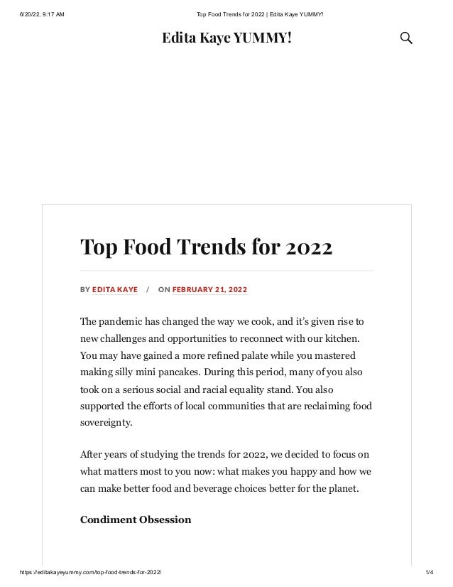 Top Food Trends for 2022 | PDF | Food Movements | Food & Drink