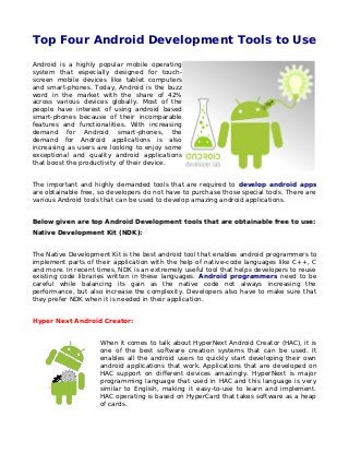 Top four android development tools to use