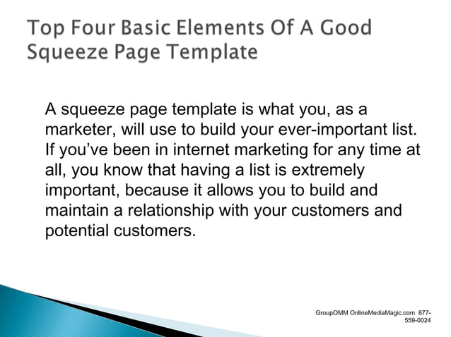 Top four basic elements of a good squeeze page template | PPT
