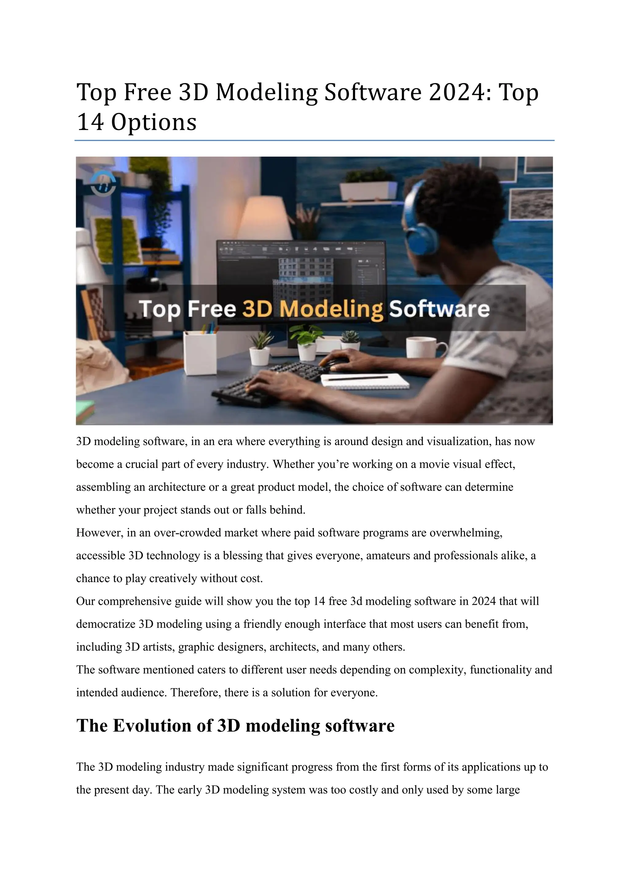 Top Free 3D Modeling Software 2024: Top 14 Options | PDF