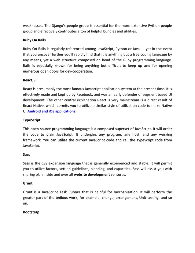 Top front end website development tools and frameworks | PDF