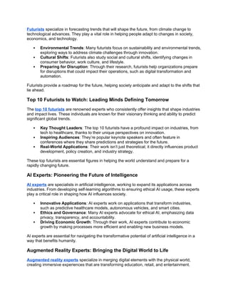 Top Futurists and Visionaries Leading Experts Shaping Tomorrow’s World.docx