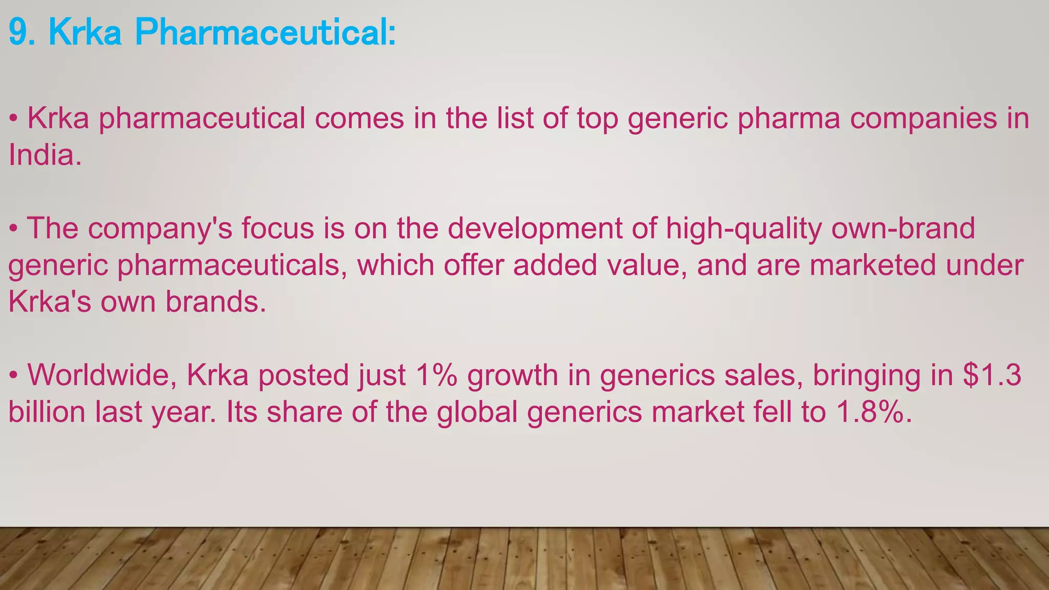 Top generic pharma companies in india ppt | PPTX