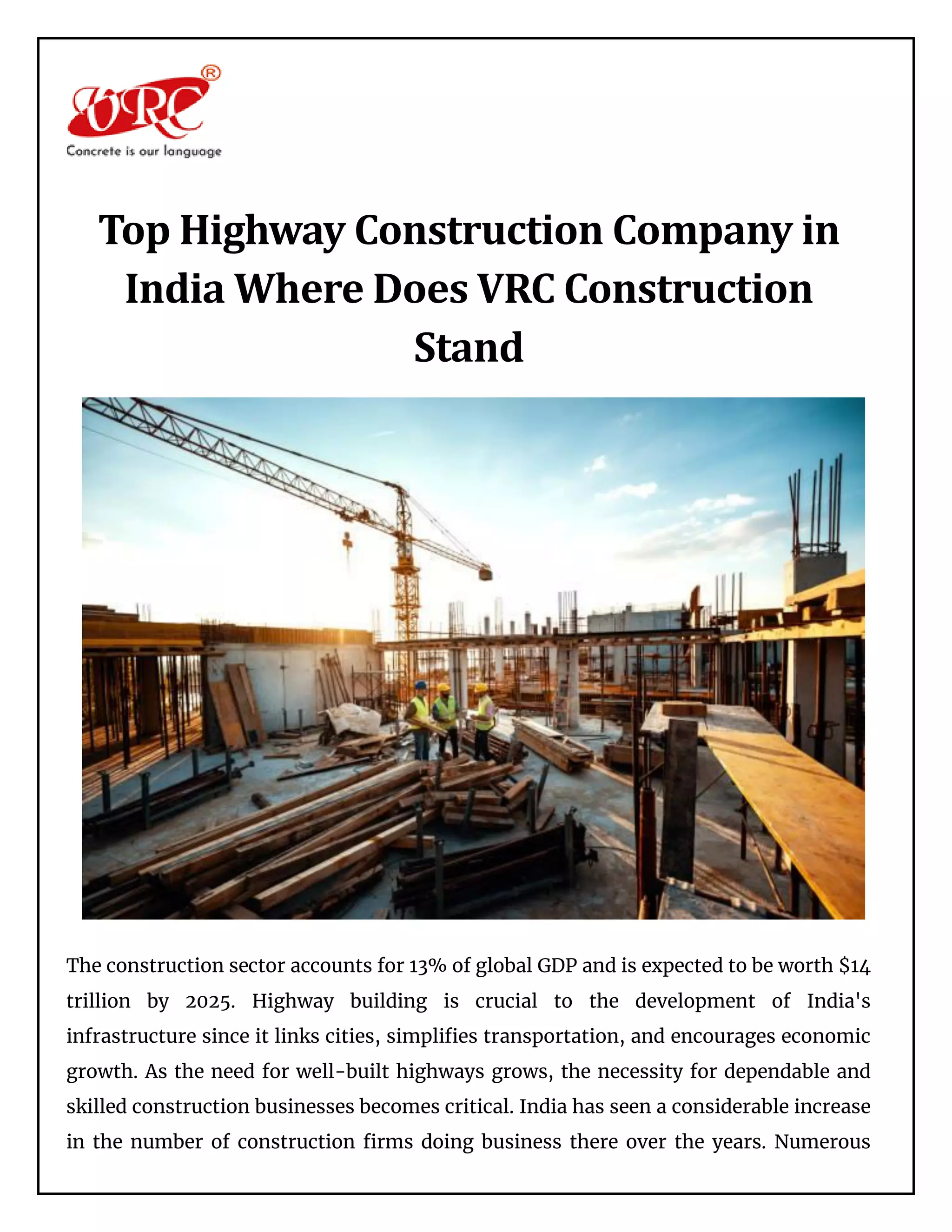 Top Highway Construction Company In India: Where Does VRC Construction Stand? | PDF