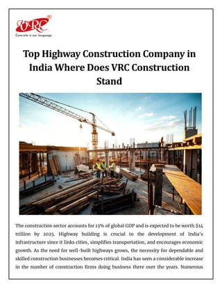 Top Highway Construction Company In India: Where Does VRC Construction ...