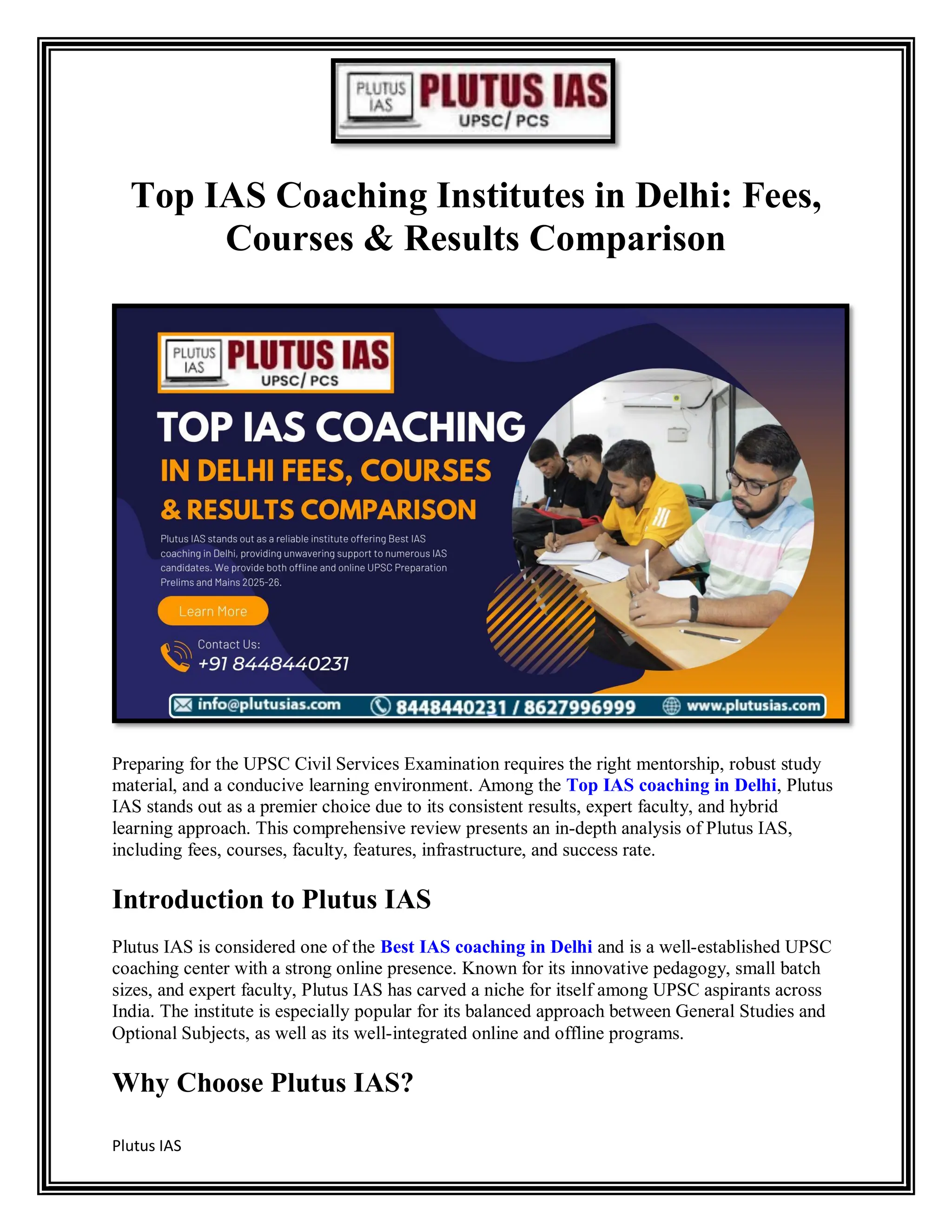 Best IAS Coaching in Delhi for UPSC Preparation (Online & Offline) | PDF