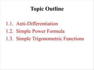 Integral Calculus Anti Derivatives reviewer | PDF