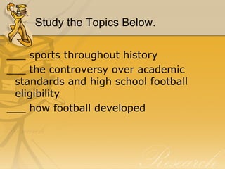 Topic | PPT | Soccer | Sports