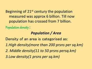 POPULATION: DISTRIBUTION , DENSITY AND GROWTH | PPTX