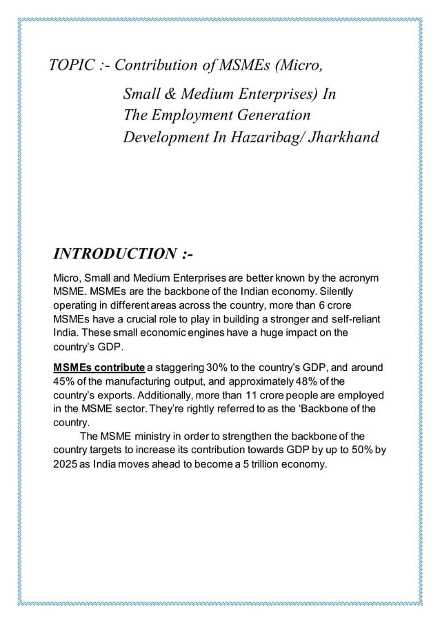 msme in employment generation | PDF