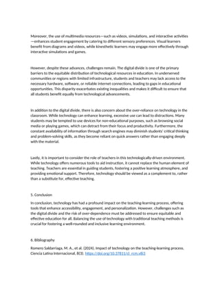 The impact of technology on the teaching-learning process | DOCX