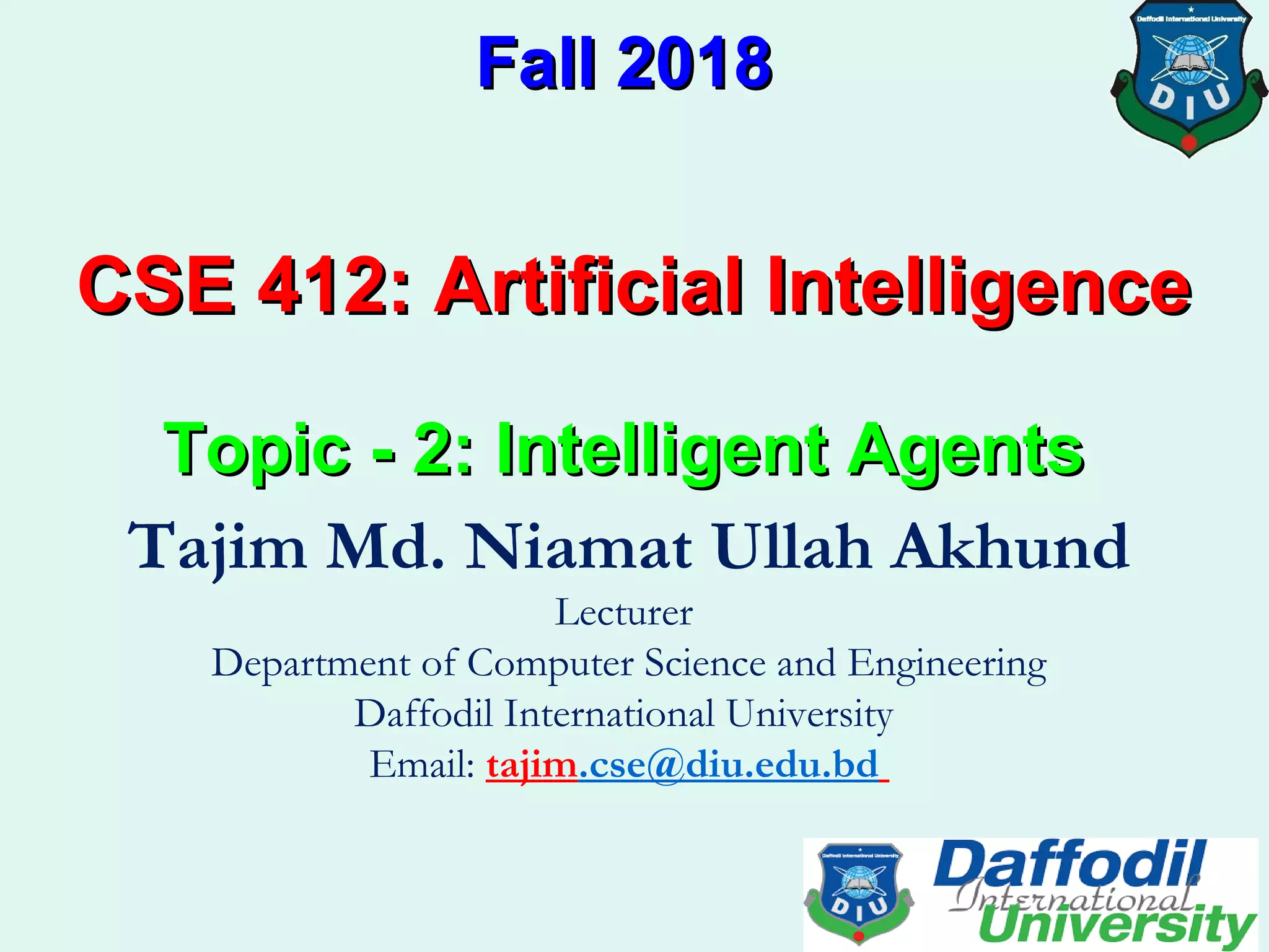 AI Lecture 2 (intelligent agents) | PPT