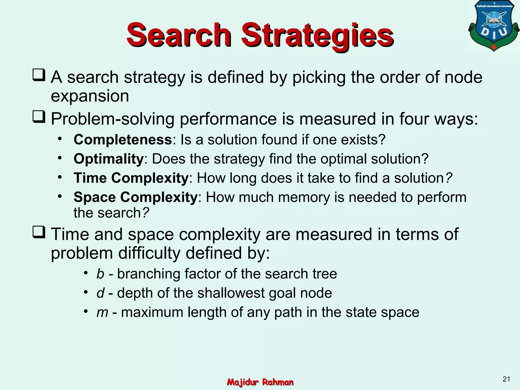 AI Lecture 3 (solving problems by searching) | PPT AI Lecture 3 (solving problems by searching) | PPT