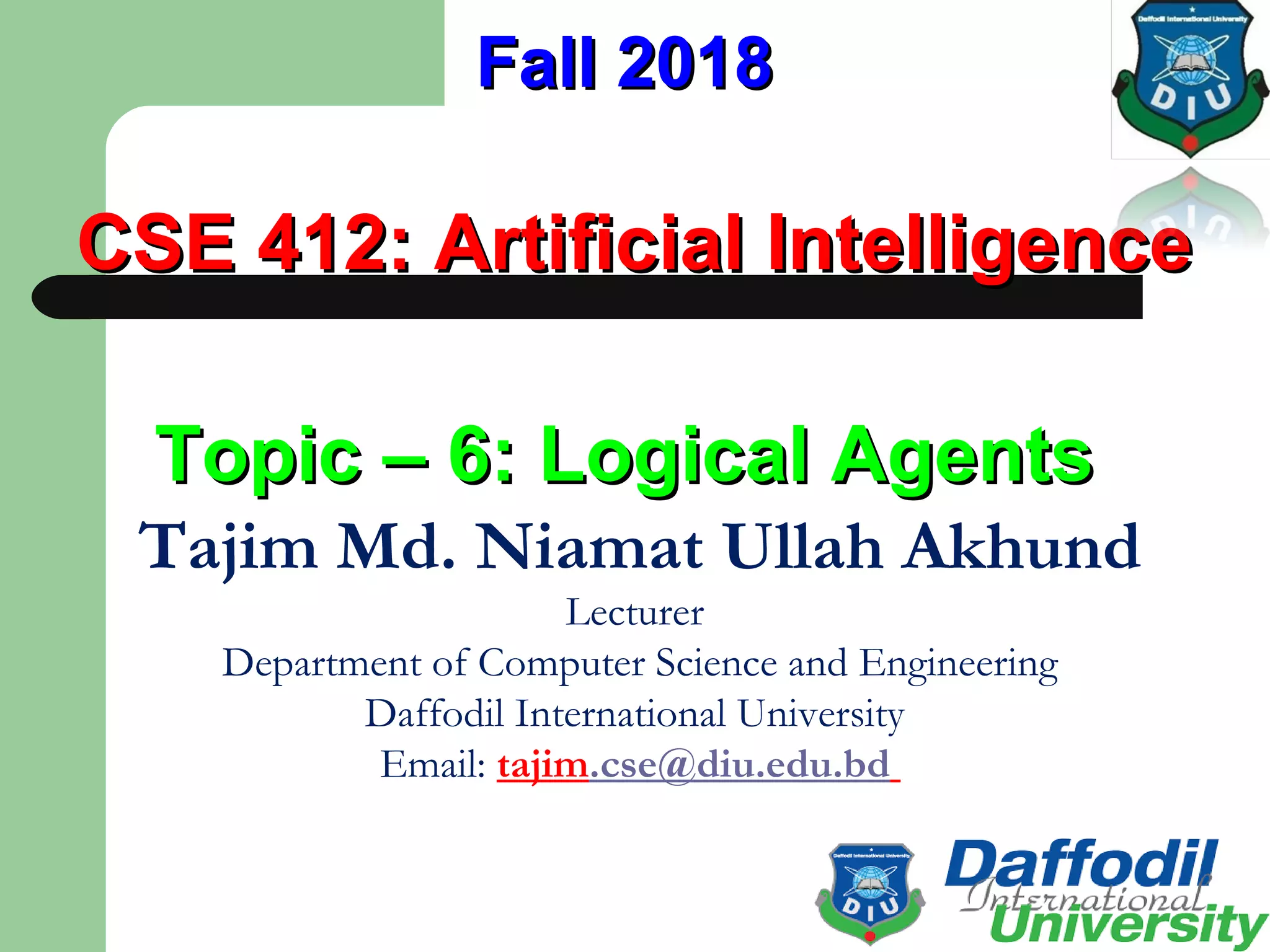AI Lecture 6 (logical agents) | PPT
