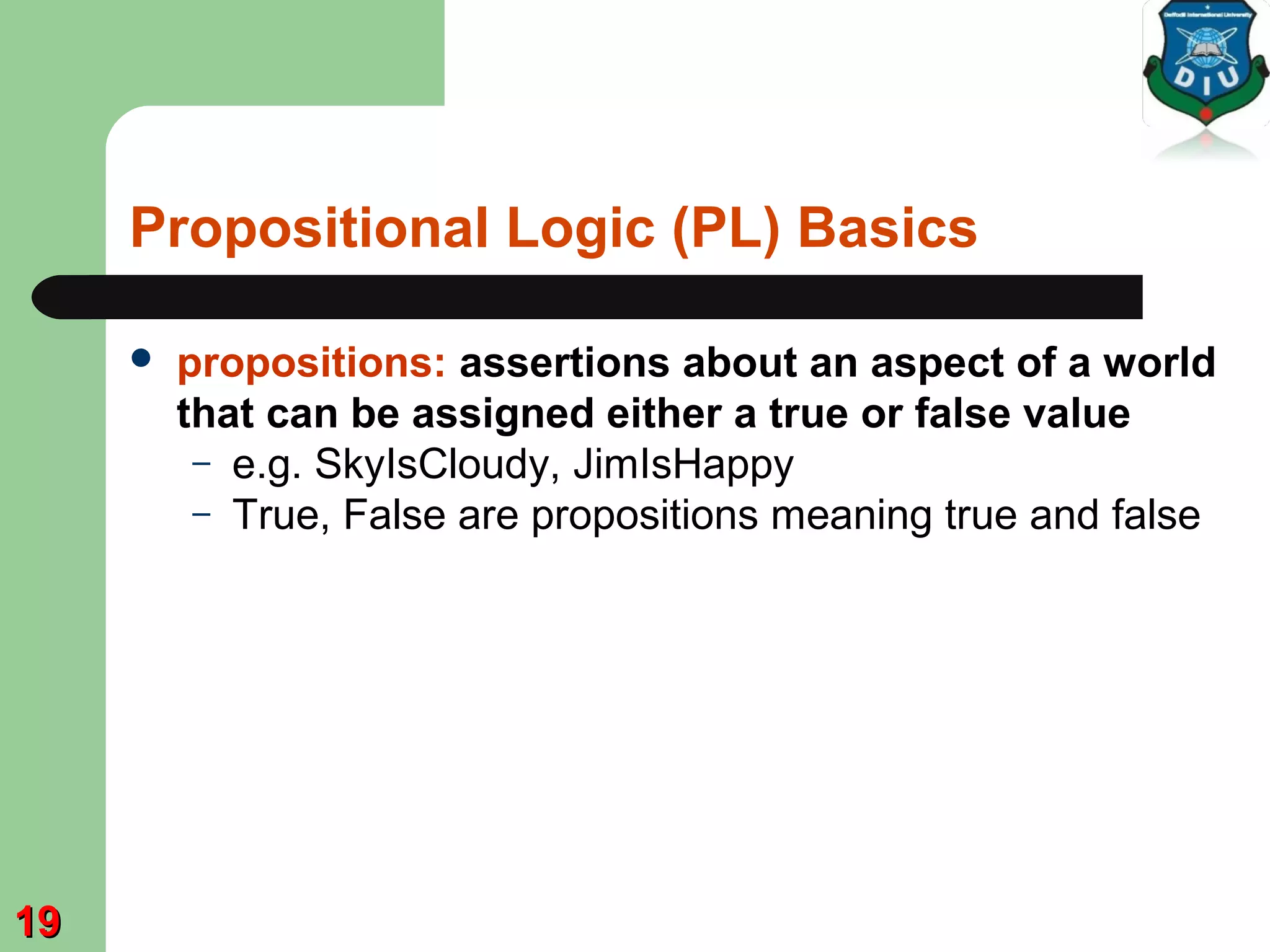 AI Lecture 6 (logical agents) | PPT