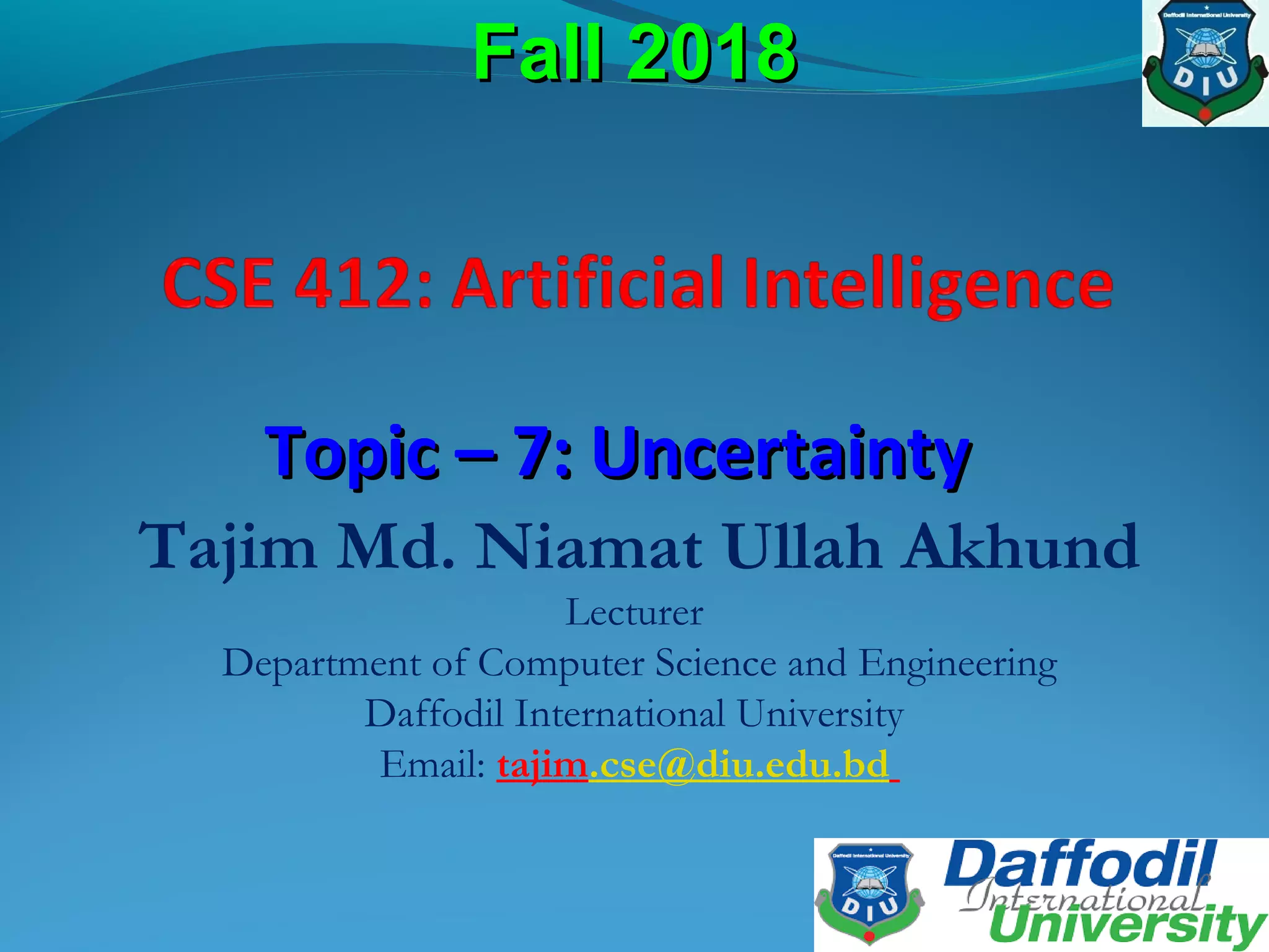 AI Lecture 7 (uncertainty) | PPT