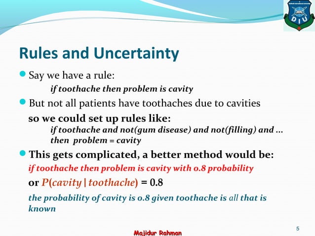 AI Lecture 7 (uncertainty) | PPT | Dental Health | Diseases and Conditions