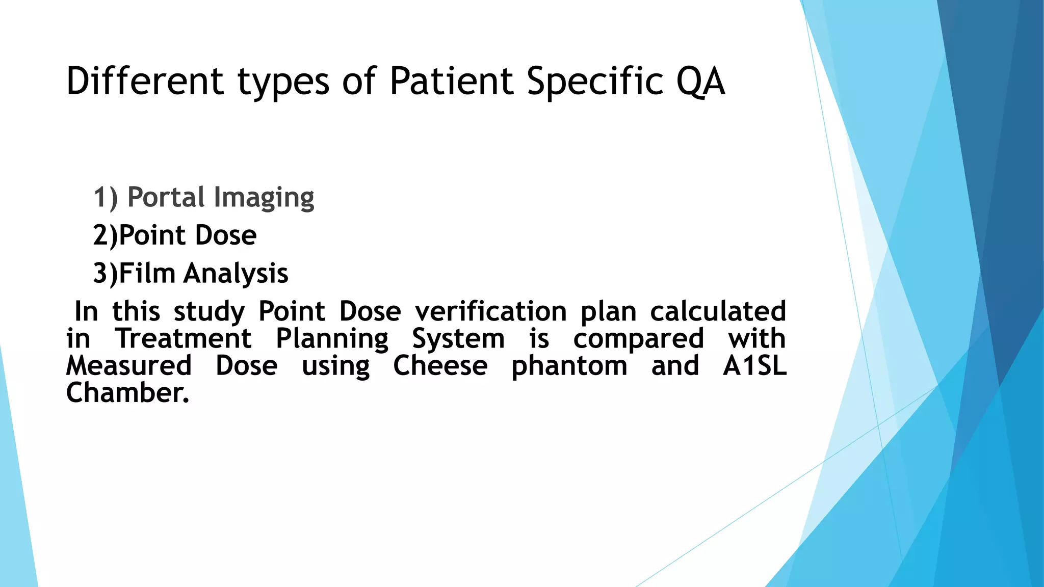Topic -Analysis of Patients specific Quality Assurance of IMRT/VMAT | PPTX