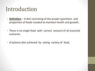 Topic Balance Diet by Chhavi Saini | PPTX