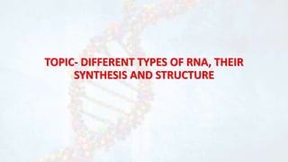 TOPIC- DIFFERENT TYPES OF RNA, THEIR SYNTHESIS AND STRUCTURE.pptx