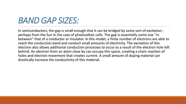 Topic energy band gap material science ppt | PPTX