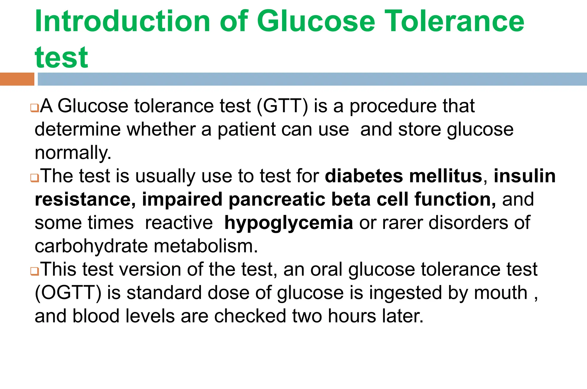 Topic- Glucose tolerance test (gtt) biochemistry | PPTX