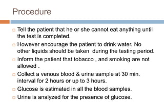 Topic- Glucose tolerance test (gtt) biochemistry | PPTX