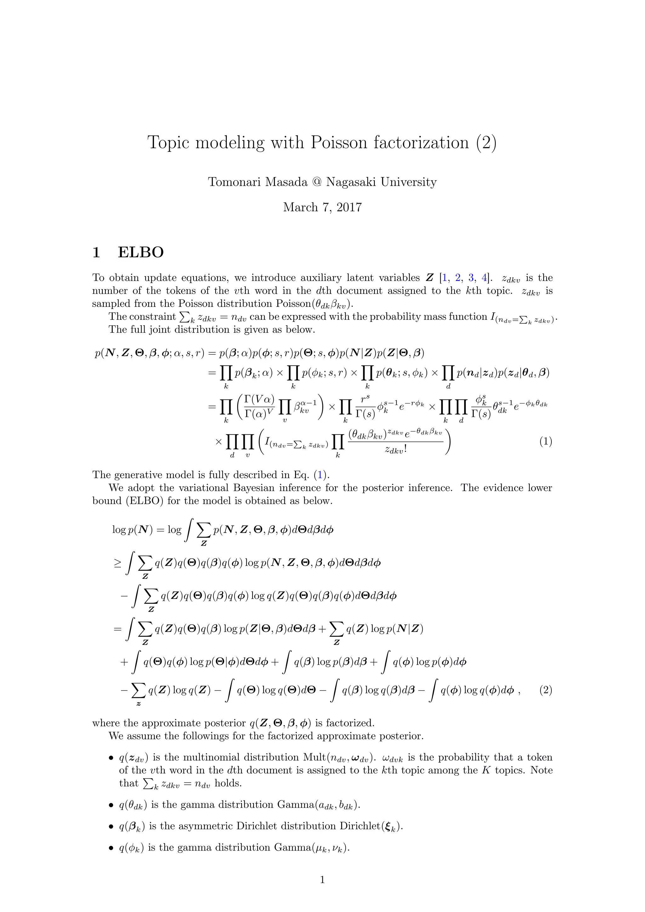 Topic modeling with Poisson factorization (2) | PDF