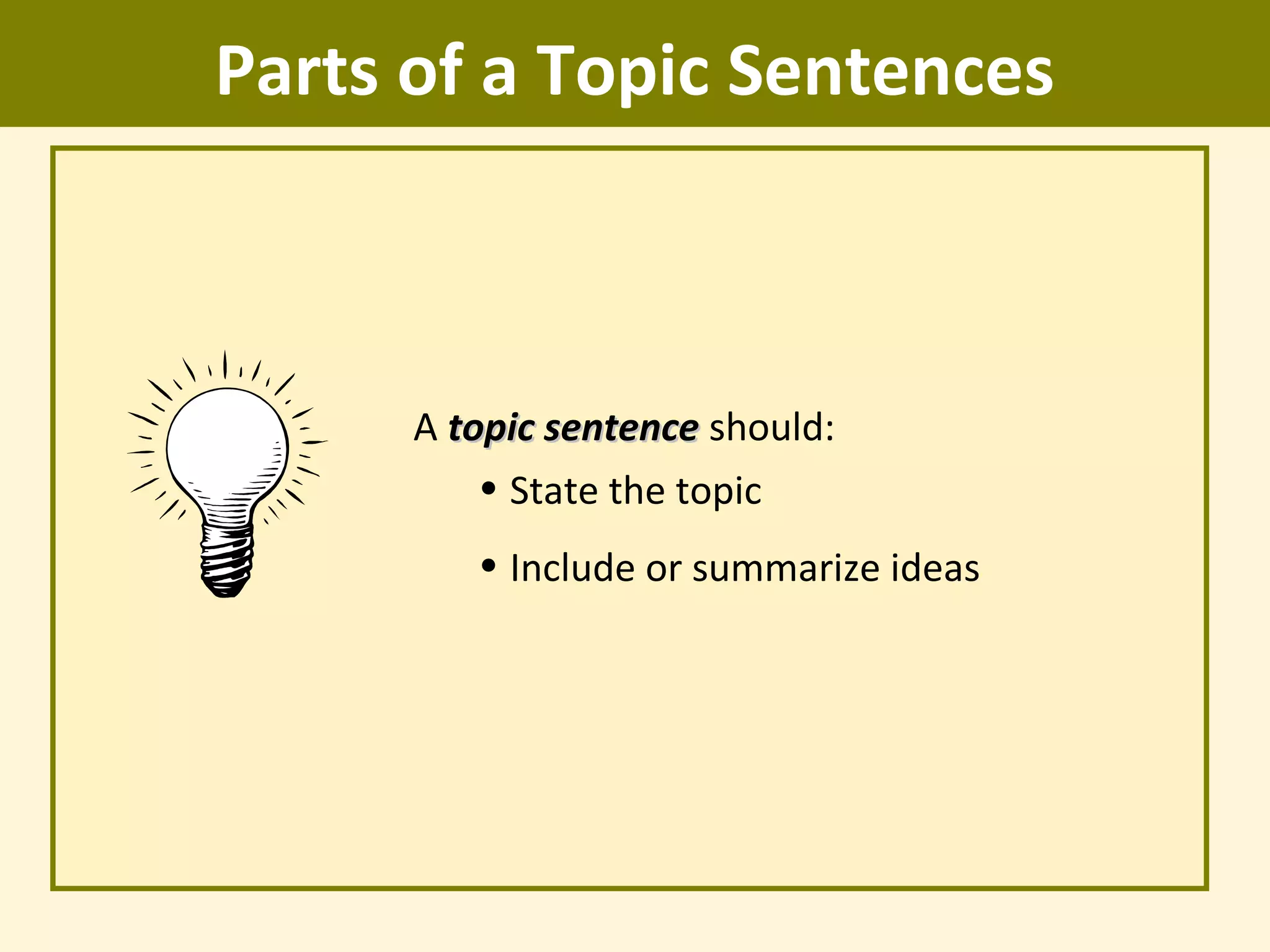 Topic Sentences | PPT