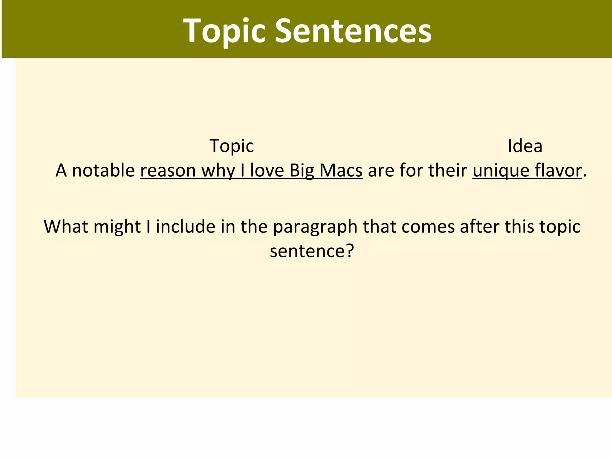 Topic Sentences | PPT