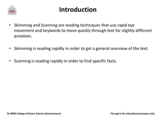 Topic - English - Skimming & Scanning.pptx