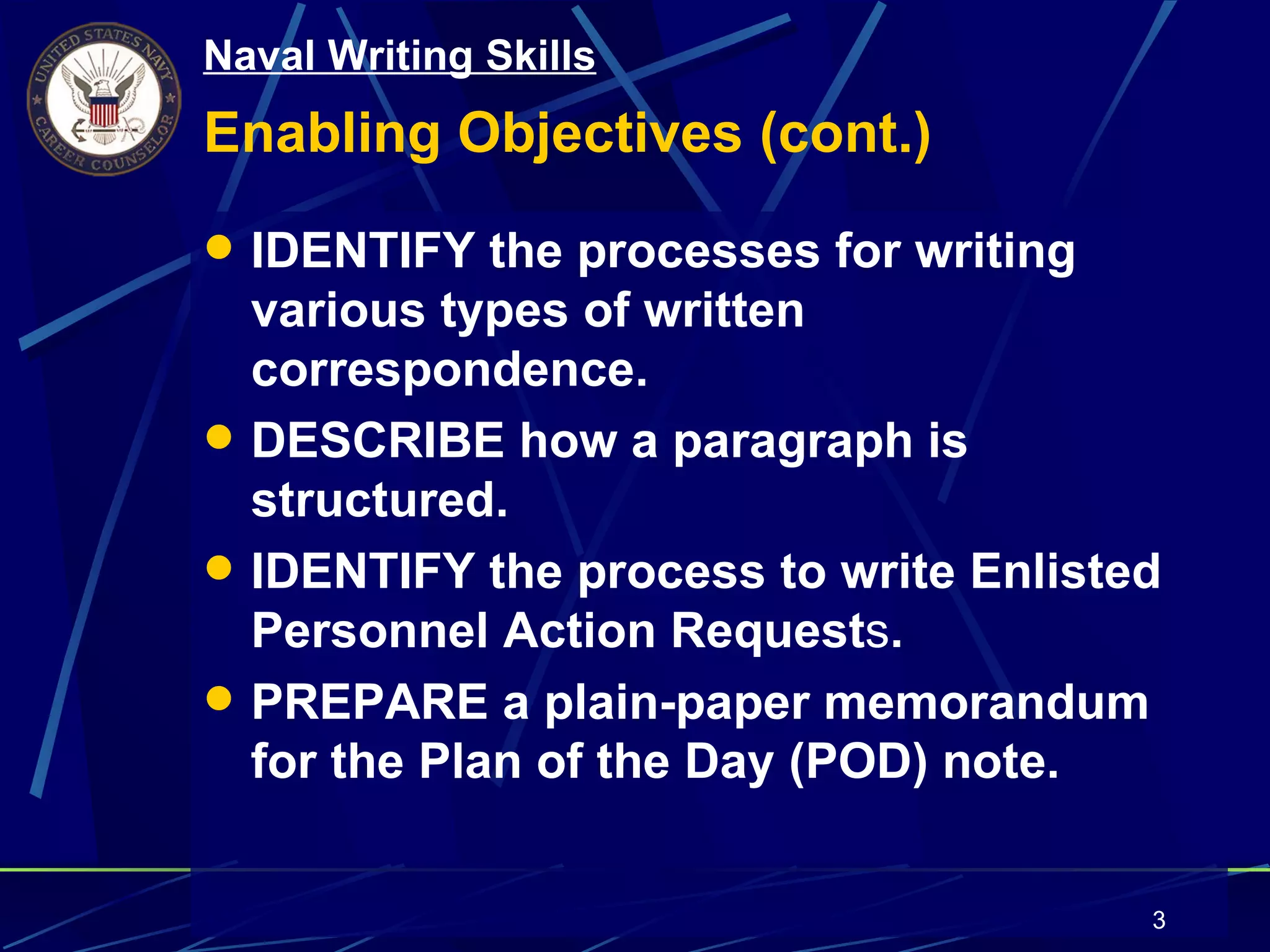 Naval Writing skills | PPT