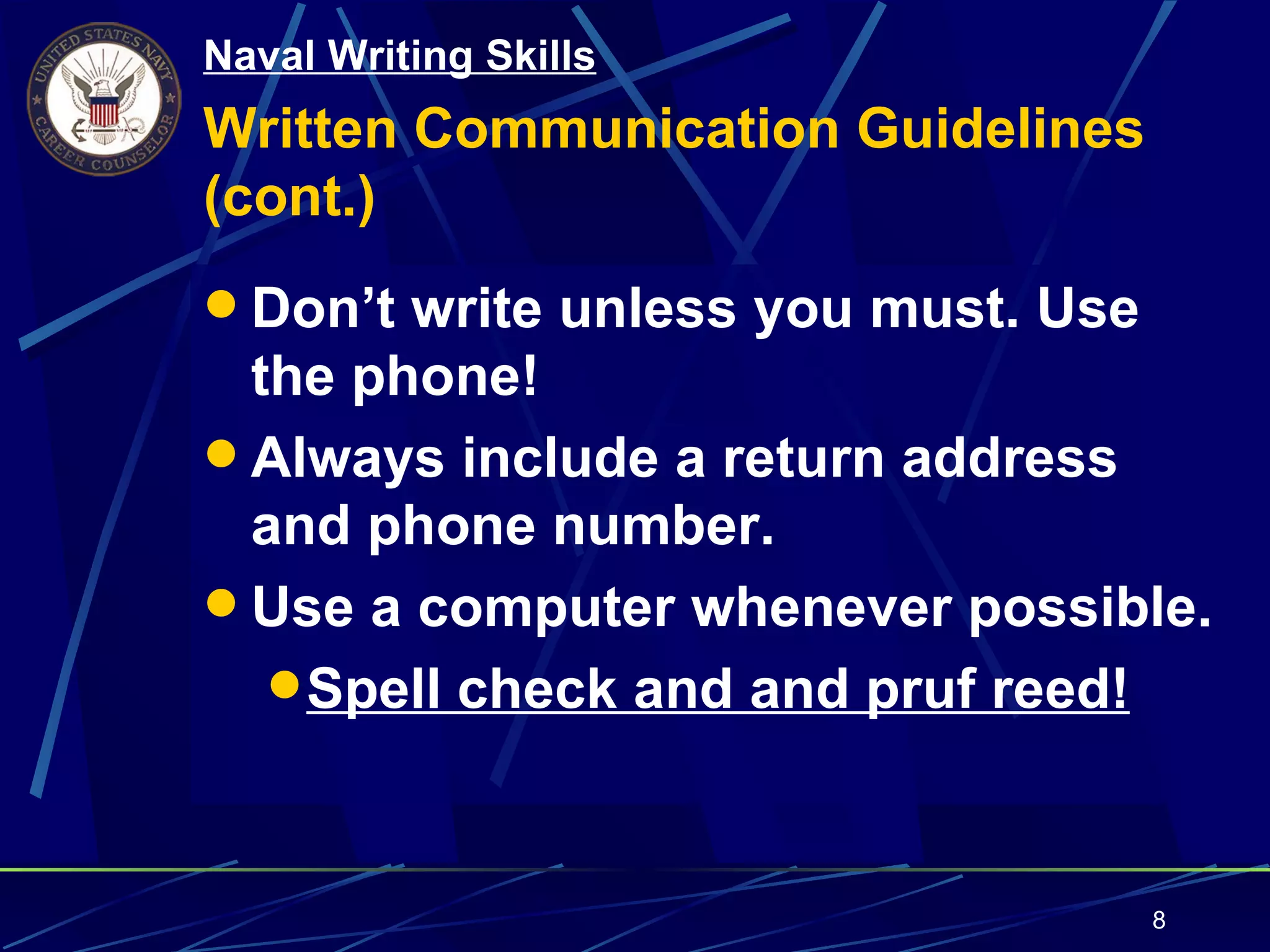 Naval Writing skills | PPT