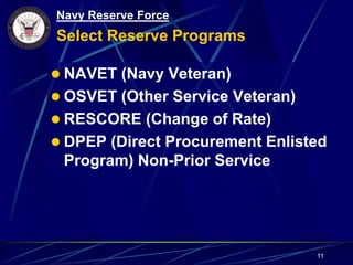 Navy RESERVE Latest Presentation as of Sept 25 2013 | PPTX