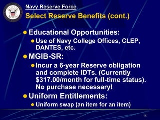 Navy RESERVE Latest Presentation as of Sept 25 2013 | PPTX