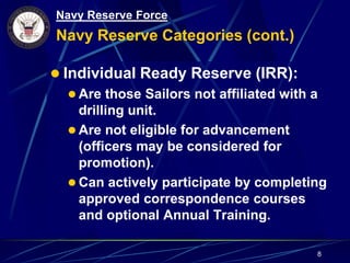 Navy RESERVE Latest Presentation as of Sept 25 2013 | PPTX