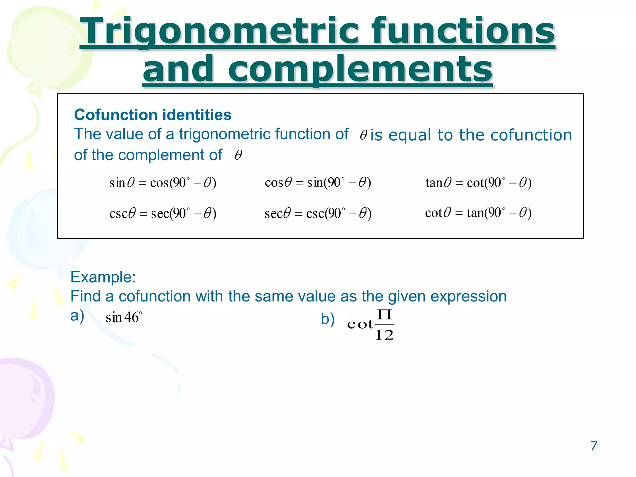 Trigonometry Functions | PPT