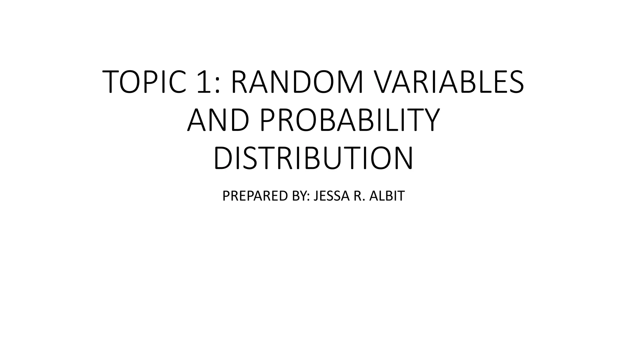 Random Variables and Probabiity Distribution | PPTX