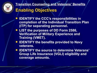 Topic 1.20 Transition Counseling and Veterans benefits | PPT