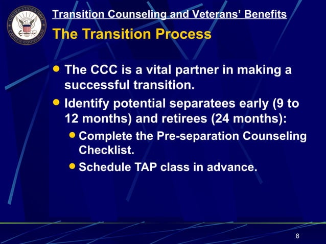 Topic 1.20 Transition Counseling and Veterans benefits | PPT